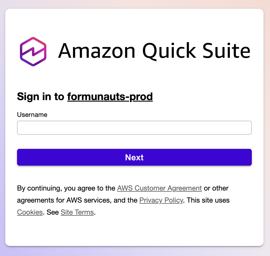 Quick Suite Account Creation – Support